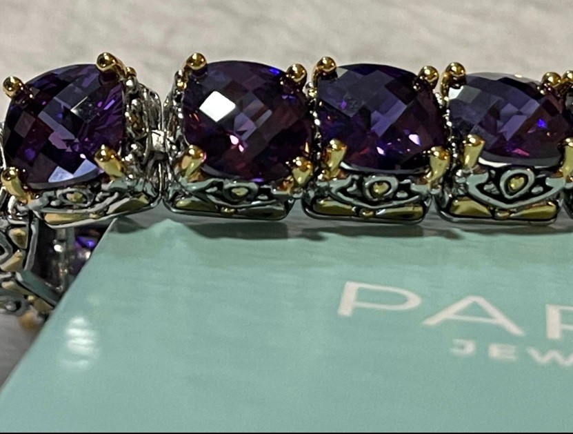 Park Lane PURPLE AMETHYST CZ Large SIGNATURE Tennis Bracelet 2 Clasps ...