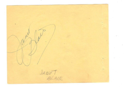 JANET BLAIR 4X6 AUTOGRAPHED ALBUM PAGE INSCRIBED UNINSCRIBED IN ...