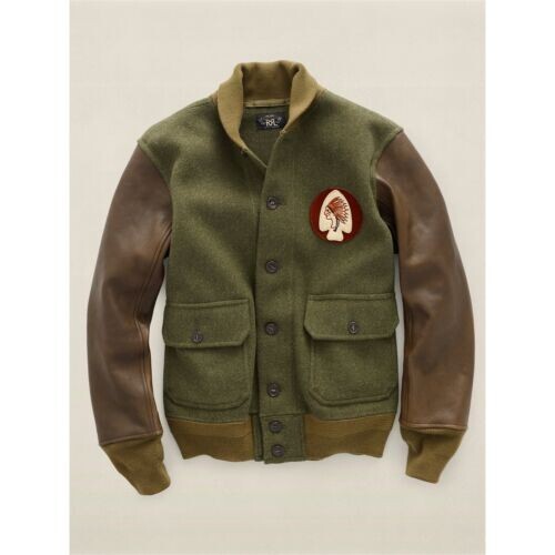 Double RL RRL Ralph Lauren Indian Head Wool Leather USAAF Type A1 ...