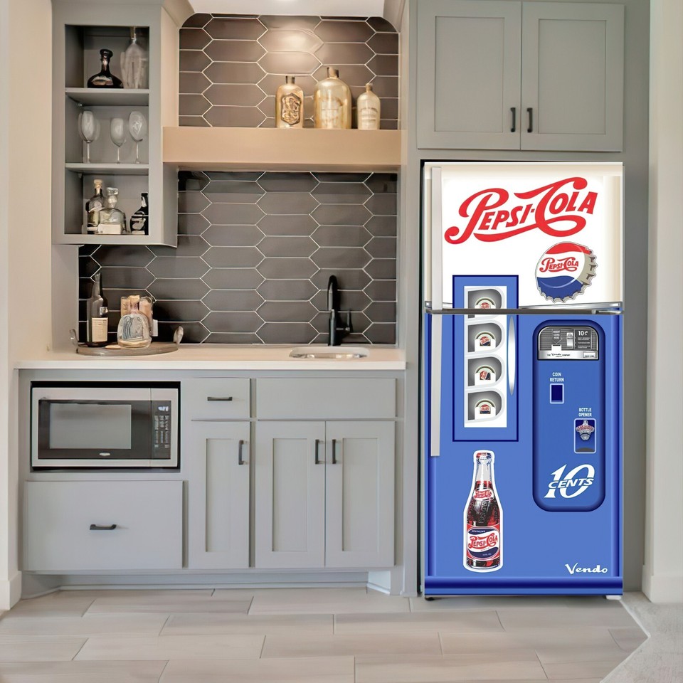 Pepsi Cola Vending Machine Decal Fridge, Peel & Stick Soda Drink Vinyl ...
