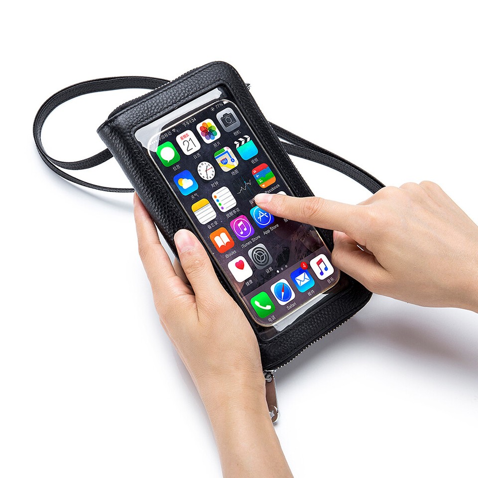 Women Small Crossbody Bag Touch Screen Cell Phone Wallet Leather Clutch ...