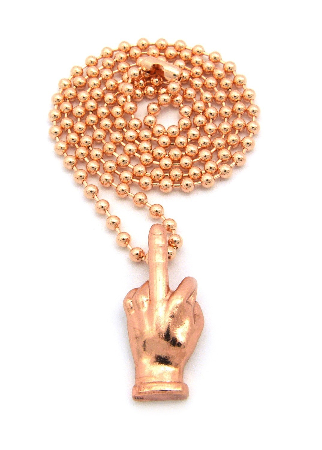 NEW MIDDLE FINGER PENDANT &3mm/27" BALL CHAIN HIP HOP NECKLACE - MMP39 ...