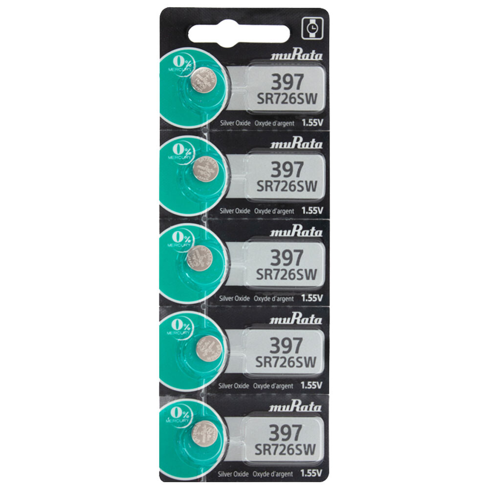 5 Murata Replaces Sony 397 (SR726SW) Silver Oxide Batteries 1.55 Volt ...