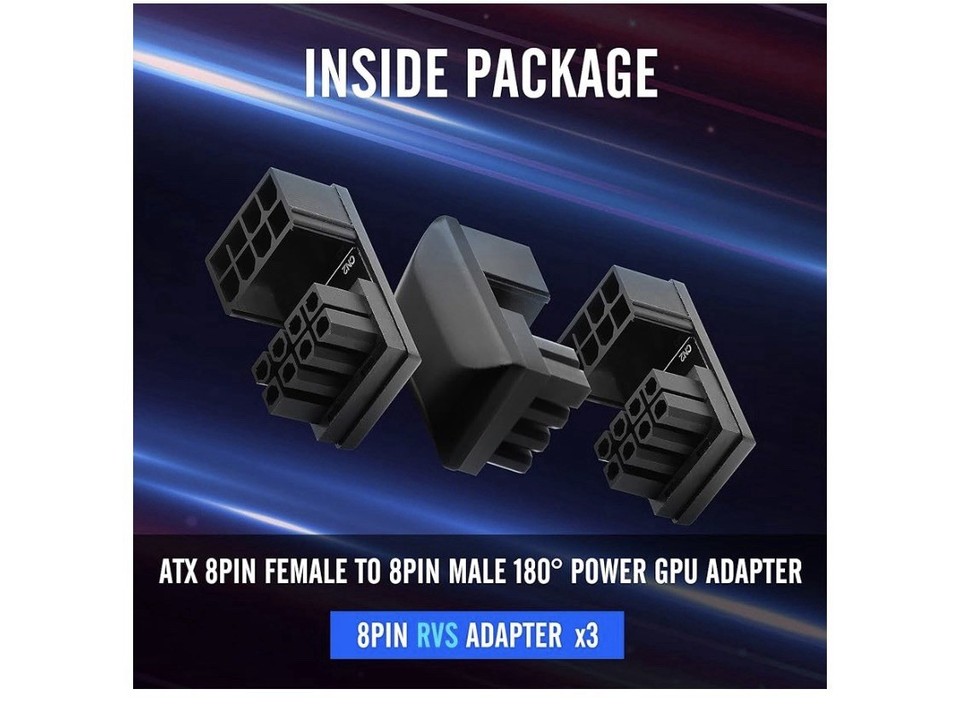 GPU VGA Pcie 8 Pin U Turn 180 Degree Angle Connector Power Adapter ...