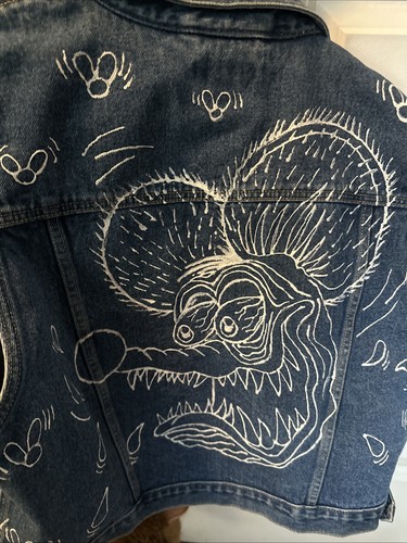 Hand Painted Denim Vest Large Great Land Trading Co. Vest RAT FINK | eBay