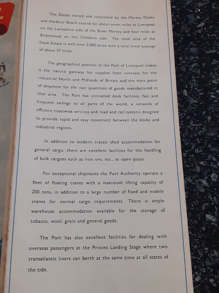 1950s Port Of Liverpool Fold Out Advertising Brochure With Map Of Dock ...
