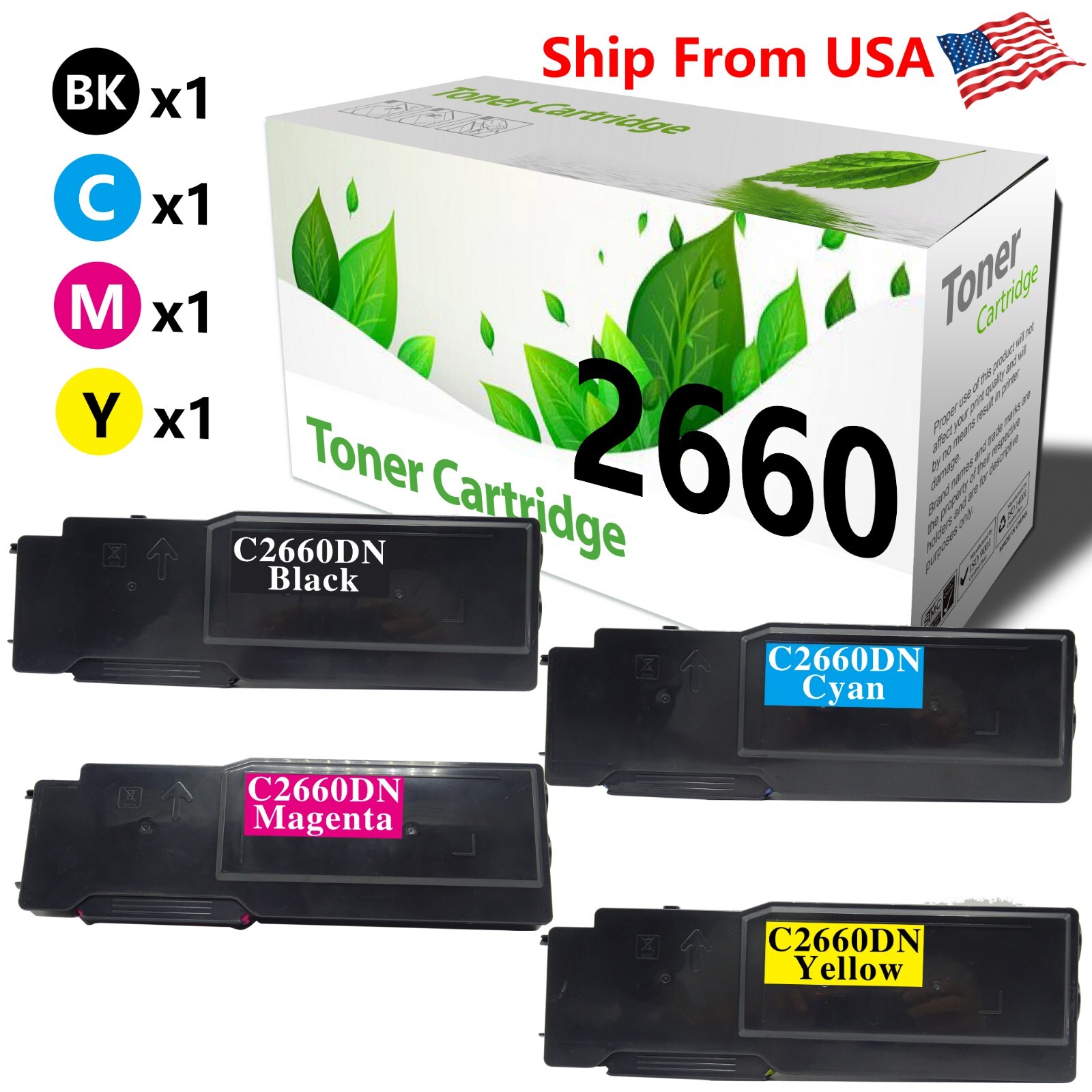 (4-Pack,BCMY) Compatible 2660DN Toner Cartridge Replacement for C2660dn ...