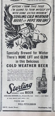 1935 newspaper ad for Sterling Beer - Before trimming the tree, trim ...
