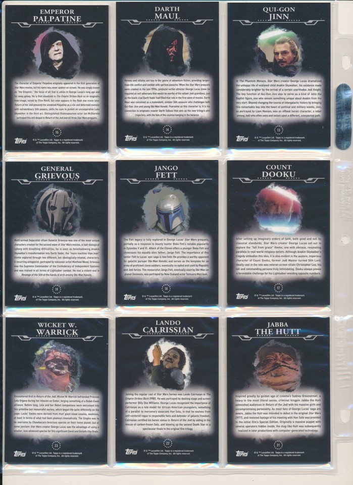 2015 Topps Star Wars Masterworks Mixed Base Card Lot (9) Cards #70 | eBay