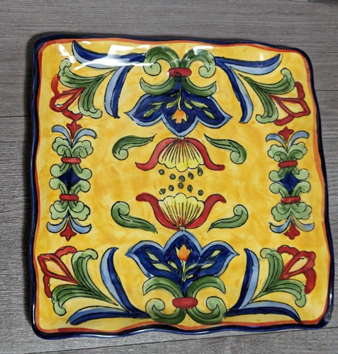 READ Hand Painted Yellow Talavera 9" Art Pottery Plate Dish Platter Key ...