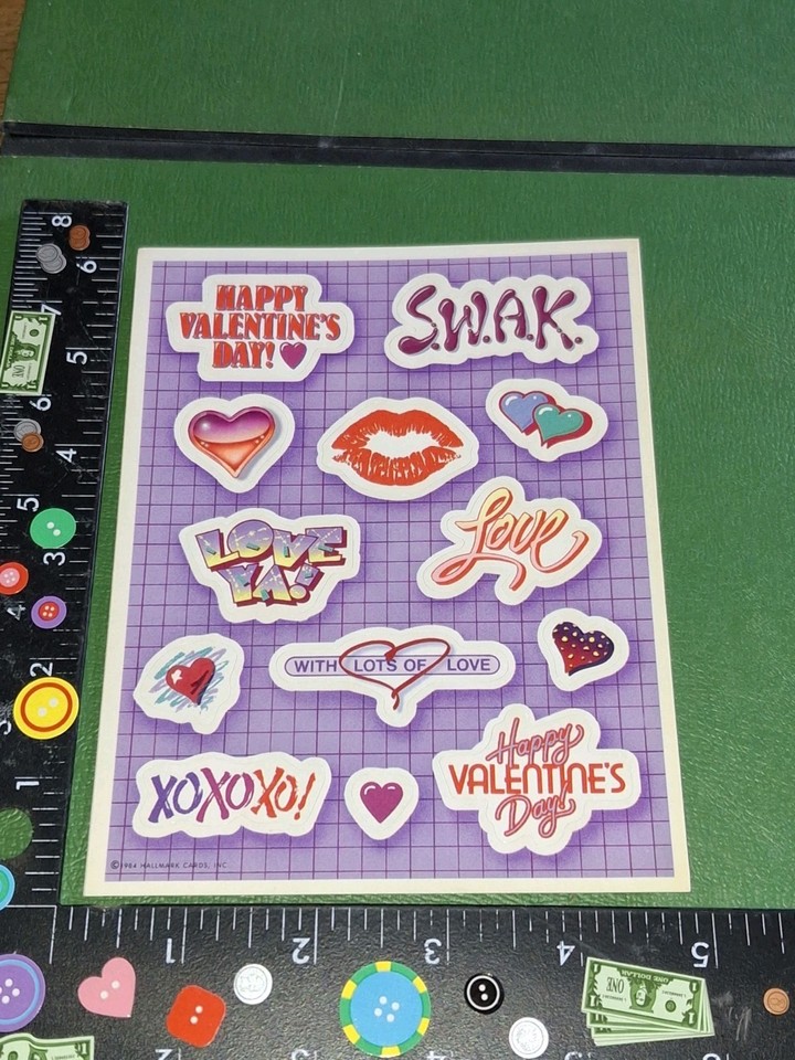 vintage Stickers RARE Hallmark Purple Valentines Day 1 Sheet | eBay