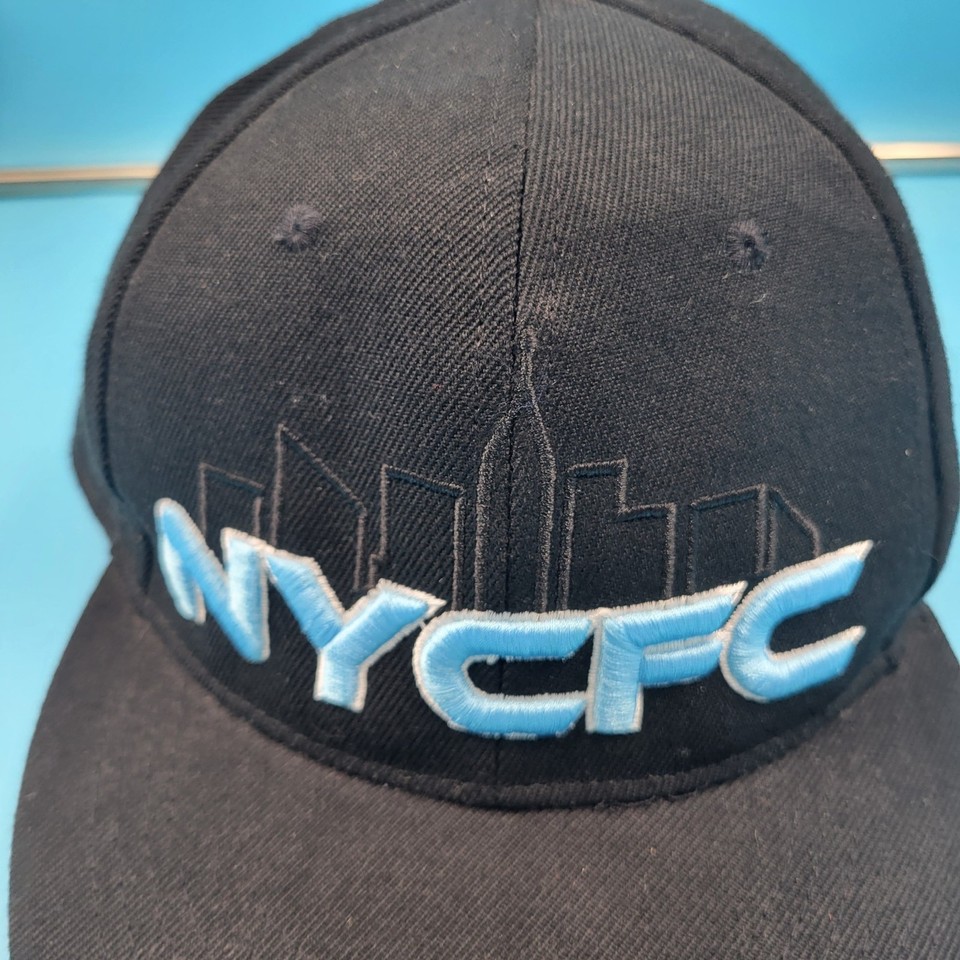 NYCFC Strapback Hat MLS Black Sky Blue Logo Embroidered Adjustable ...