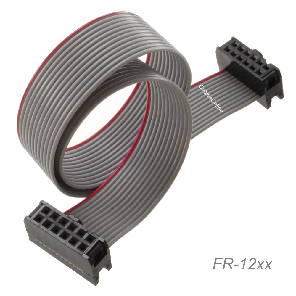 12-Pin (2x6) Female to Female 2.54mm-Pitch 12-wire IDC Flat Ribbon ...