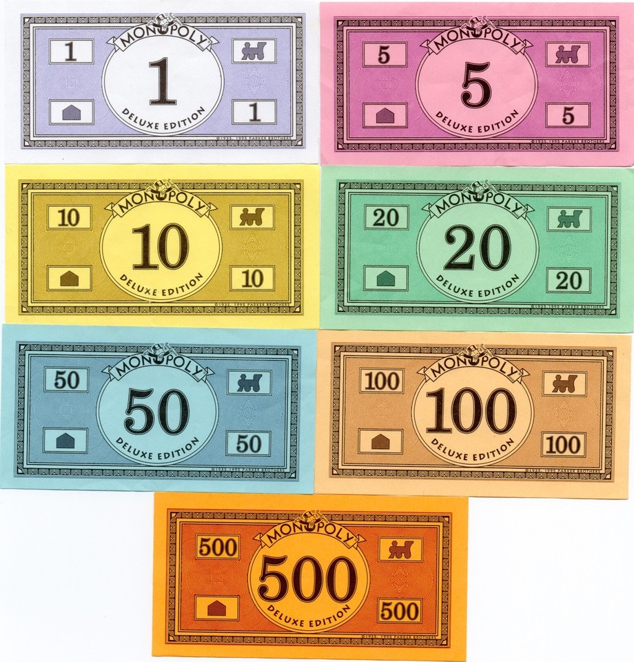 Genuine Monopoly REPLACEMENT MONEY CASH BILLS - Various Editions ...