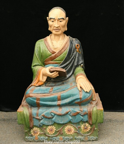 70cm Huge Tangsancai Pottery Porcelain Buddhism Rohan Lohan Arhat ...