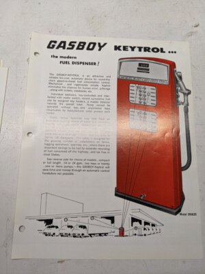 GASBOY PUMP DEALER SALES BROCHURE ADVERTISMENT MODEL KEYTROL 390K2O ...