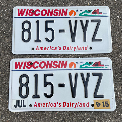 Wisconsin 2015 Expired Black & White America's Dairy License Plate Set ...