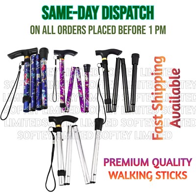 Walking Stick Easy Fold Adjustable Cane Lightweight Mobility ...