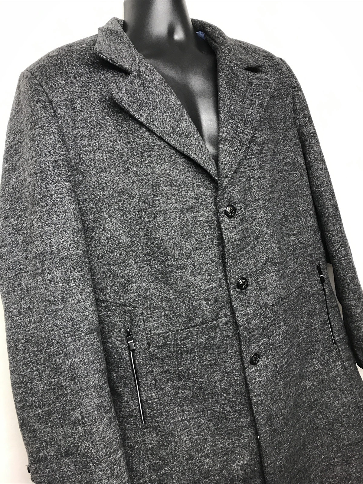 JINGPIN FUSHI Classic Fashion Men's Wool Blend Gray Jacket Coat Size ...