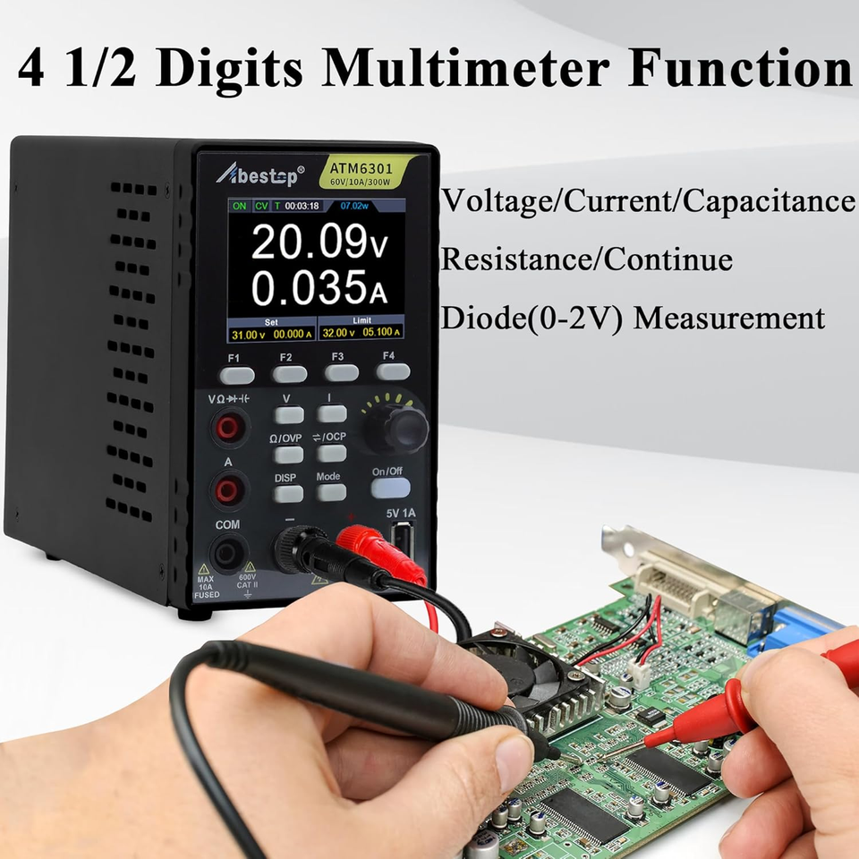 2 in 1 DC Power Supply Multimeter 60V/ 10A Benchtop Power Supply ...