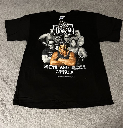 Vintage 1998 WCW NWO White And Black Attack T Shirt L Hulk Hogan Razor ...