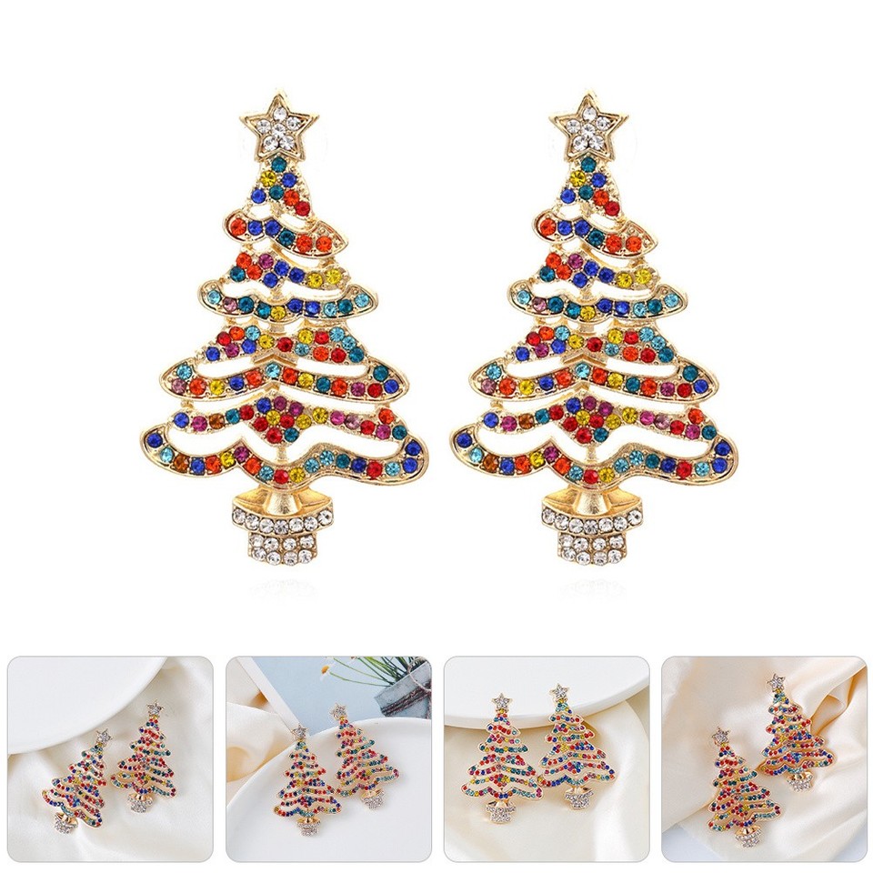 1 Pair Womens Earrings Earrings Christmas Tree Earrings Metal Earrings ...