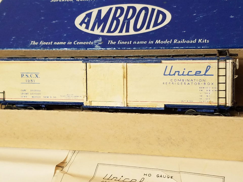 Vintage Ambroid K-11 "Unicel Reefer" Freight Car, Built Kit with Kadee ...