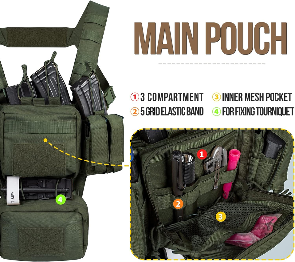 New Tactical Chest Rig Adjustable Detachable Chest Rigs with Mag Pouch ...