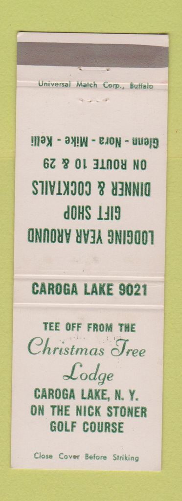 Matchbook Cover - Christmas Tree Lodge Caroga Lake NY | eBay