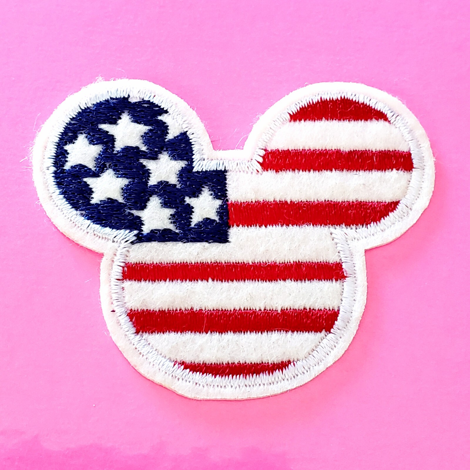 Disney Mickey Mouse Head American Flag Embroidered Applique Iron On ...