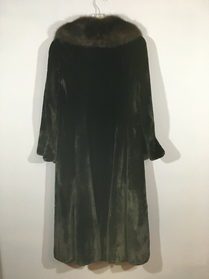 Elegant SHEARED BEAVER fur coat w/ SABLE collar black Women's Extra ...