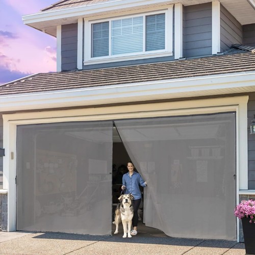 New! Large 16x9 Magnetic 2 Car Garage Door Mesh Screen Insect Mosquito ...