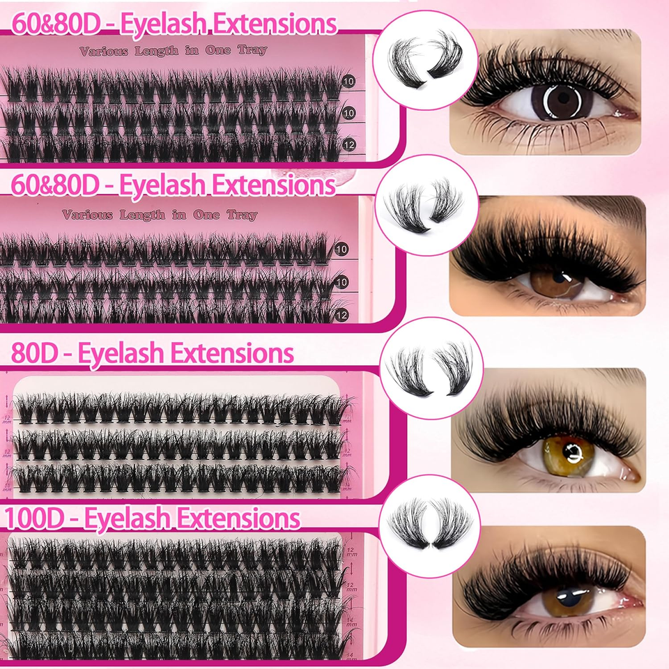 994Pcs Bulk Packs Lashes Clusters Kit Volume False Eyelash Extensions D ...