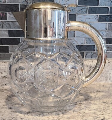 HKE Germany Quist Wurttemberg Silverplate Cut Crystal Glass Jug Pitcher ...