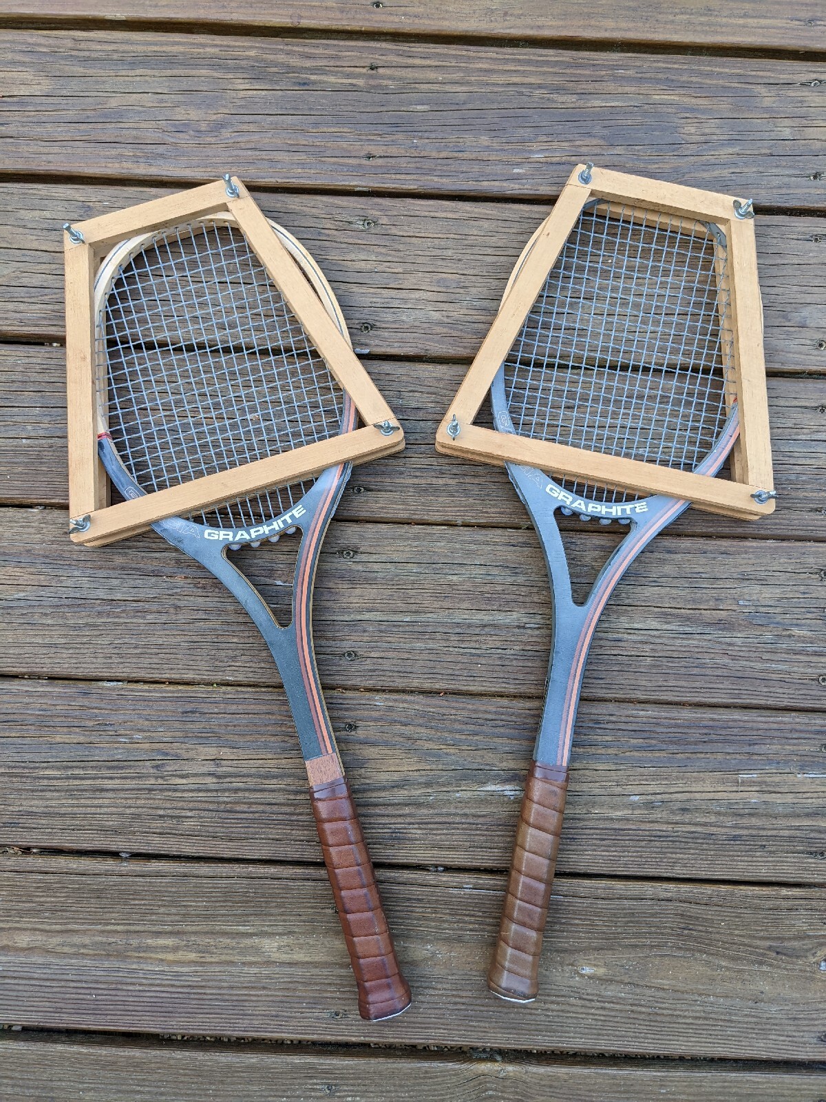 Garcia Graphite Wooden Tennis Racquet Set Of 2 With Frames Hardly Used ...