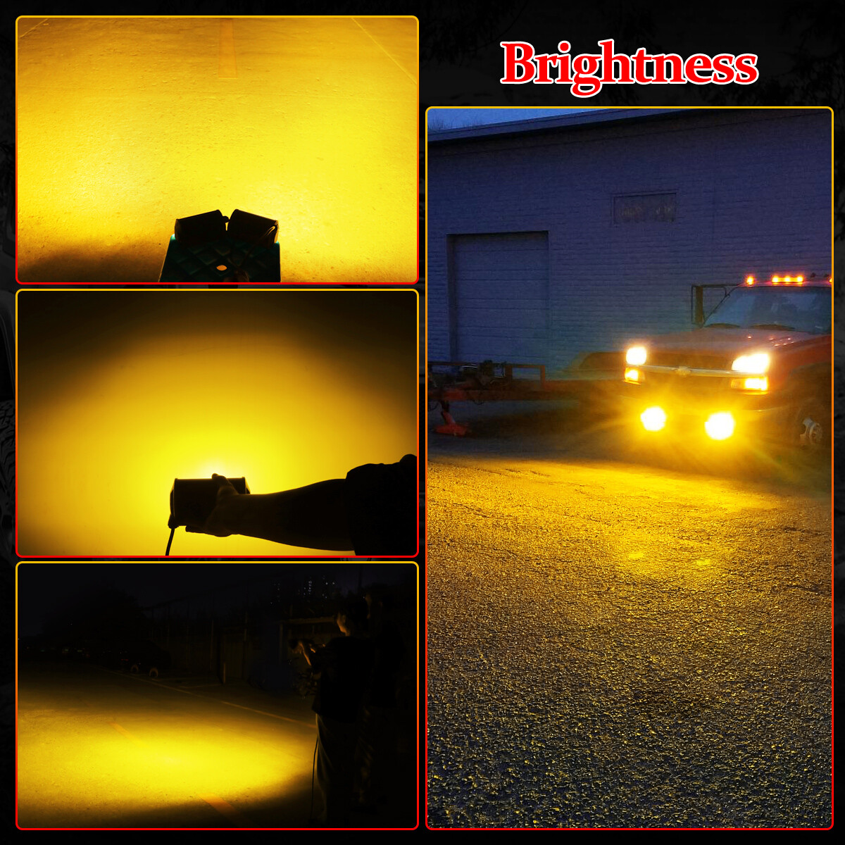 2x 5Inch 3000K Amber Led Light bar Spot Flood Work Driving Fog Pods Off ...