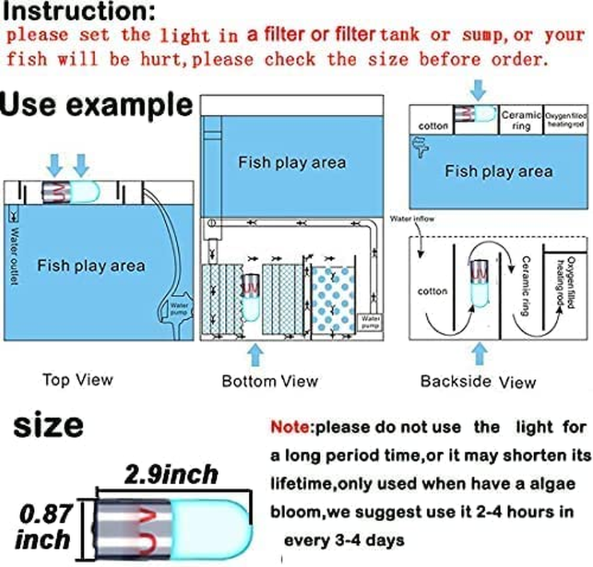 Mini 3W UVC Timer Aquarium UV Clean Light Algae Clear Fish Tank UV ...