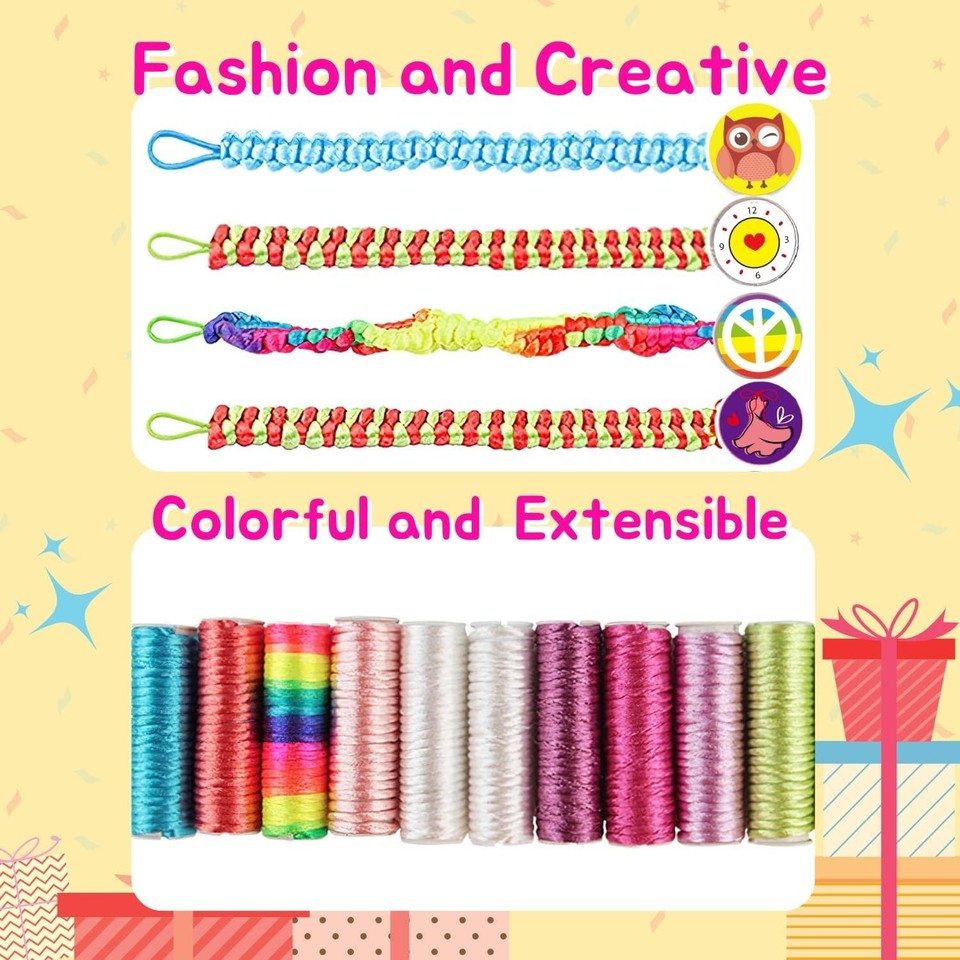Bracelet Making Kit – Friendship Bracelets DIY Kit with Threads, Labels ...