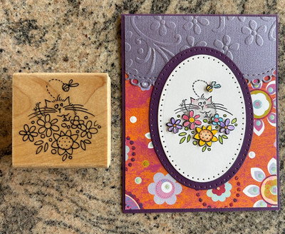 Stampendous BEE FLUFFLES the Cat Rubber Stamp Flower Bouquet & Handmade ...