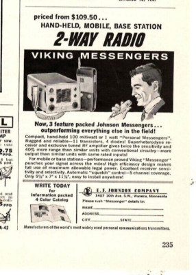 1962 Print Ad E.F Johnson Company Viking Messengers 2-Way Radio Base ...