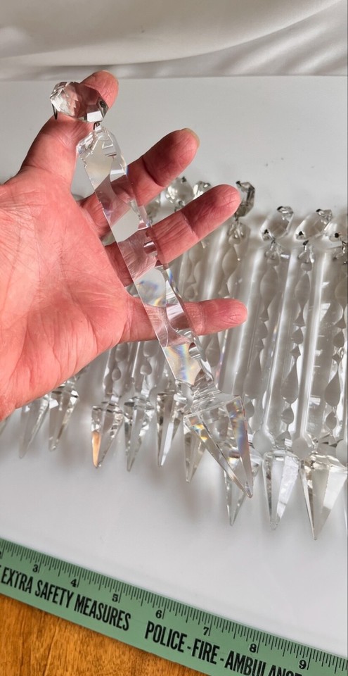 18-Antique Crystal Prisms Spear-Chandelier Prisms Large Spear Prisms ...