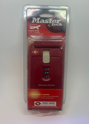 NEW Master Lock 4682DBLR Red Combination Lock Luggage Strap SEALED | eBay