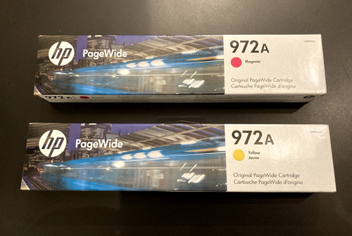 Lot of 2 sealed HP 972A Magenta and Yellow PageWide Printer Ink ...