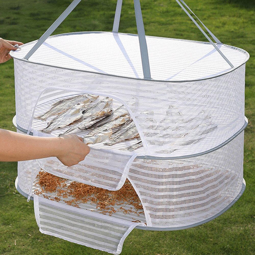 1/2/3/4 Tier Collapsible Drying Rack Hanging Dry Net Large Shelf Grow ...
