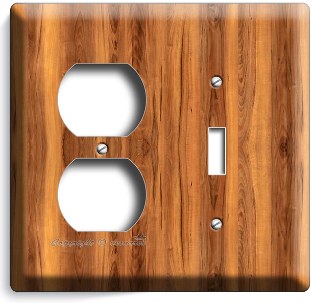WALNUT WOOD GRAIN STYLE LIGHT SWITCH OUTLET WALL PLATE HOME OFFICE HD ...