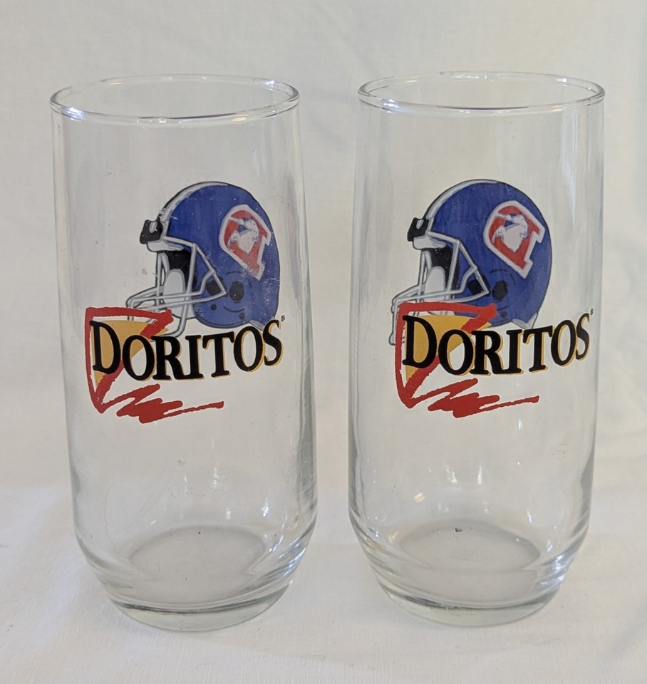 Set Of 2 Denver Broncos NFL Old Logo Design Doritos Glass Tumbler 6 ...