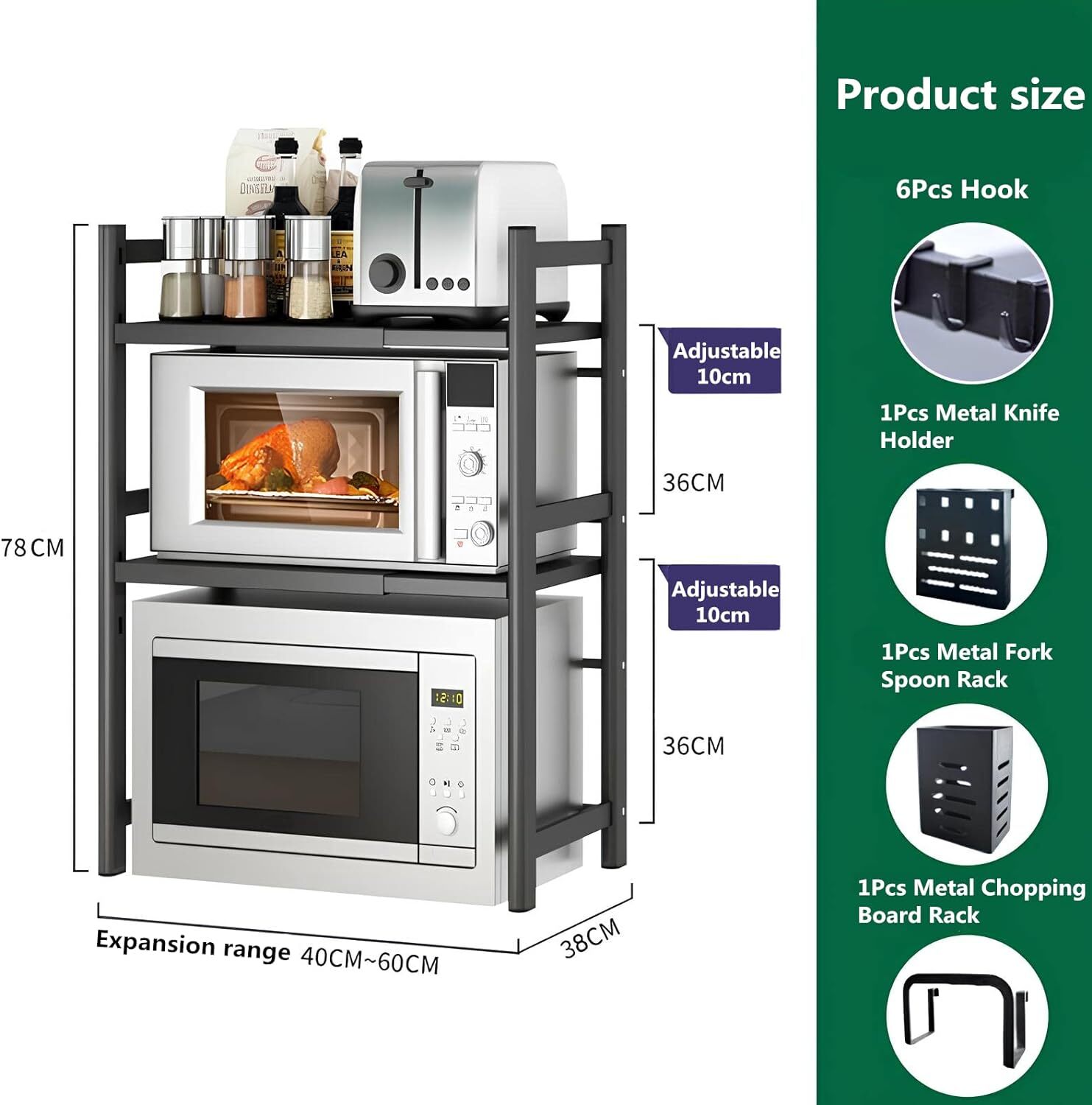 KITment Expandable Microwave Shelf, Metal Microwave Oven Rack ...