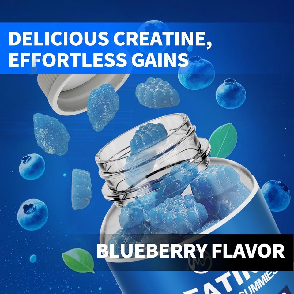 Creatine Monohydrate Blueberry Gummies - Enhance Brain Function + Build ...