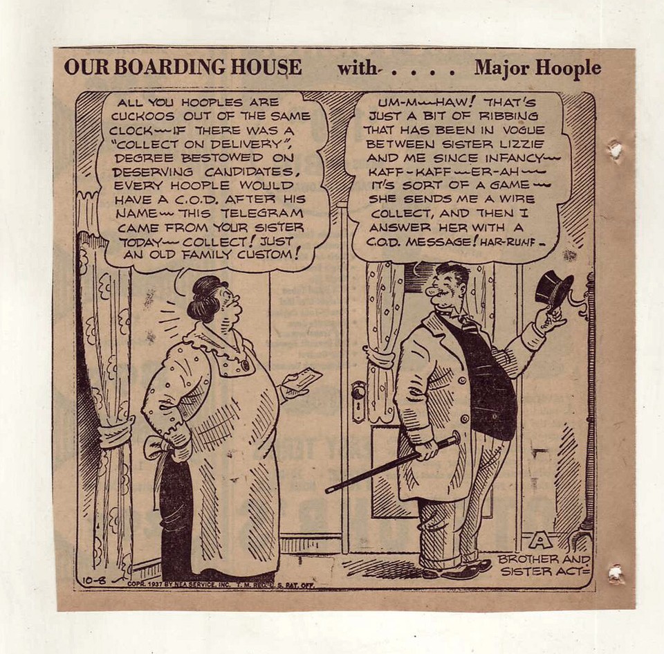 Our Boarding House w/ Major Hoople - 26 large comic panels - Complete ...