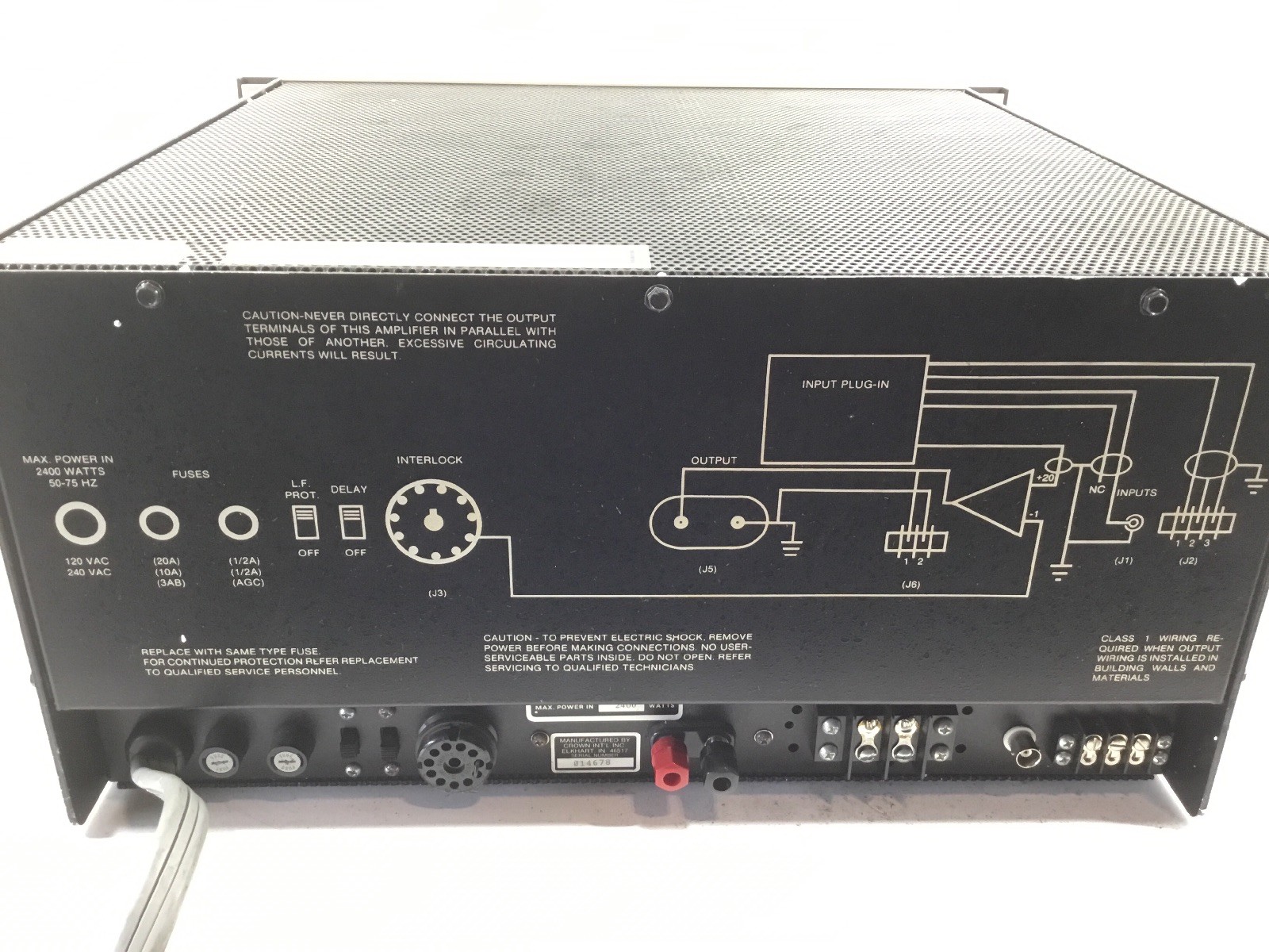 Crown Tecron 7570 Power Supply Amplifier 120V 2400W FOR PARTS OR REPAIR ...